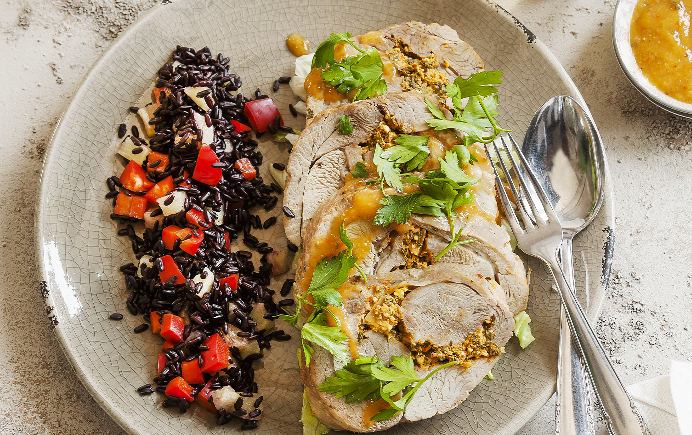 Recette Roulade de dinde au riz vénéré | Santé Magazine